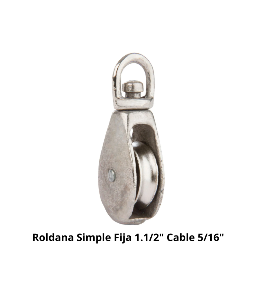 Roldana Simple Fija 1 1/2" Cable 5/16" Carga 75 Kg F2664 - Socodima.cl