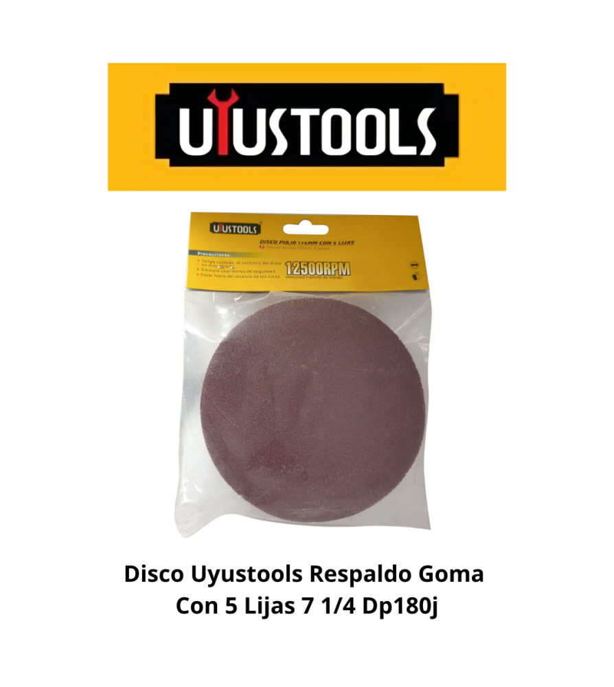 Disco Uyustools Respaldo Goma Con 5 Lijas 7"180 Mm - Socodima.cl