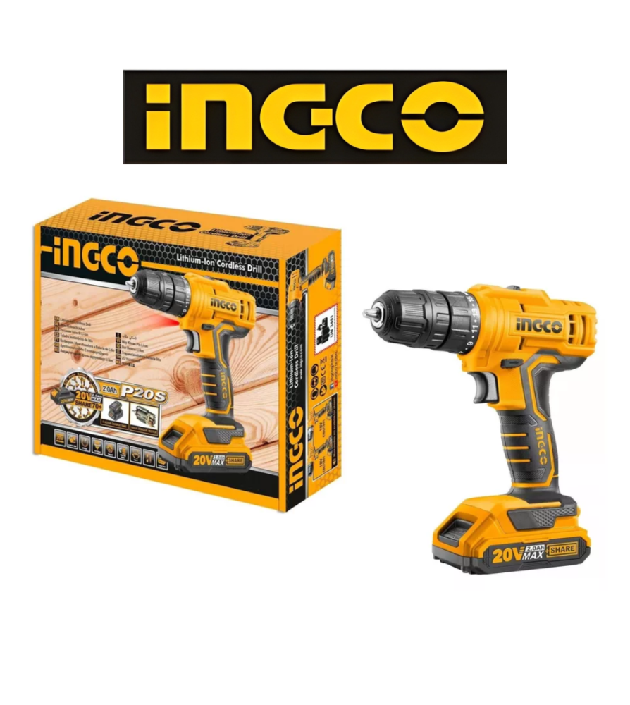 Taladro Ingco Inalambrico 10 Mm 20 V Lit Cdli2001 - Socodima.cl