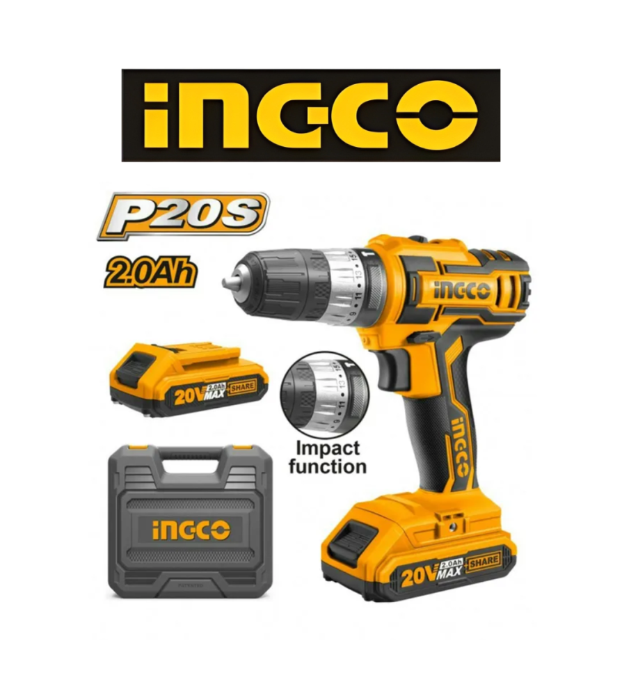 Taladro Ingco Inalambrico 10 Mm 20 V Lit Cdli2002 - Socodima.cl