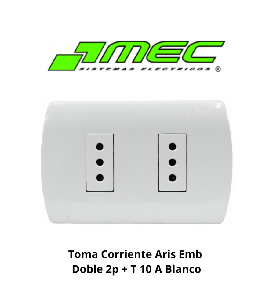 Toma Corriente Aris Emb Doble 2p + T 10 A Blanco - Socodima.cl
