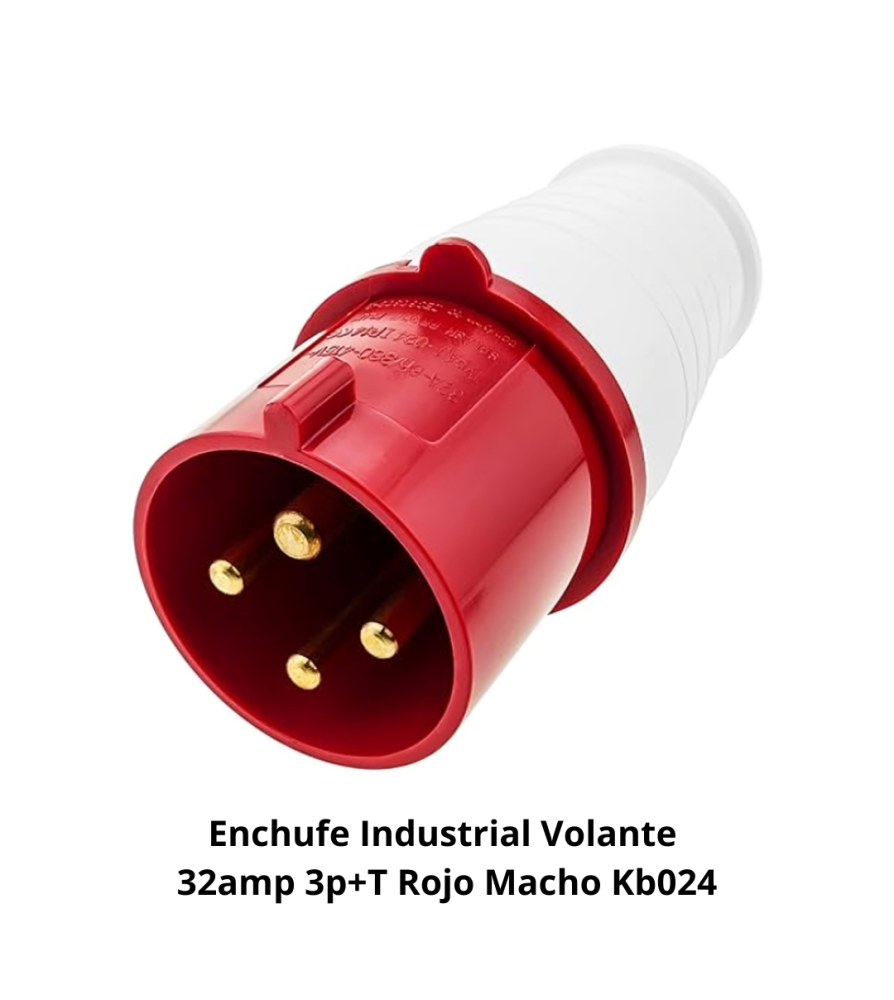 Enchufe Industrial Volante 32amp 3p+t Rojo Macho K - Socodima.cl