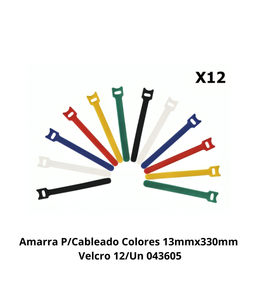 Amarra P/cableado Colores 13mmx330mm Velcro 12/un - Socodima.cl