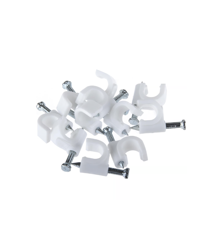 Grampa Con Clavo Para Cable Coaxial Blanca 5,0 Mm - Socodima.cl