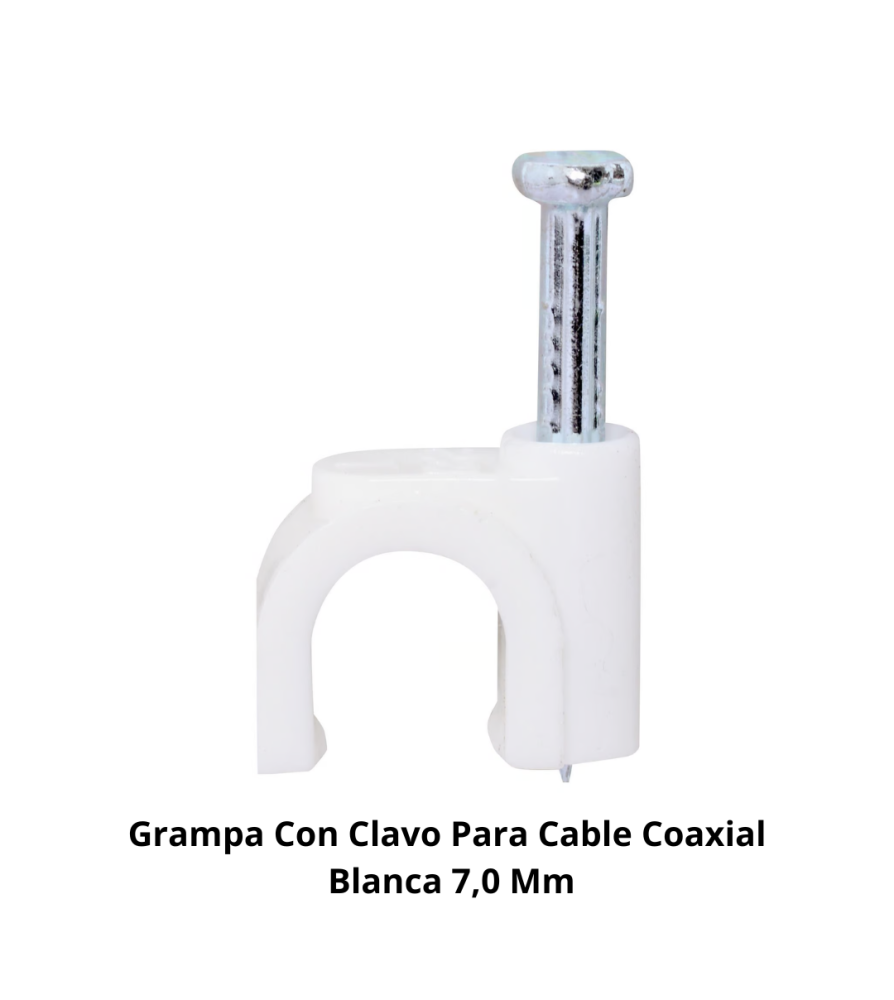 Grampa Con Clavo Para Cable Coaxial Blanca 7,0 Mm - Socodima.cl