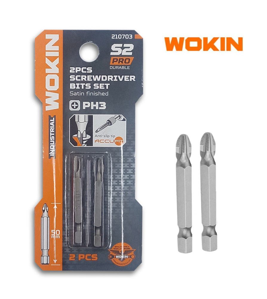 PUNTA ATORNILLADOR WOKIN PHILLIPS 50MM PH3 2 PCS