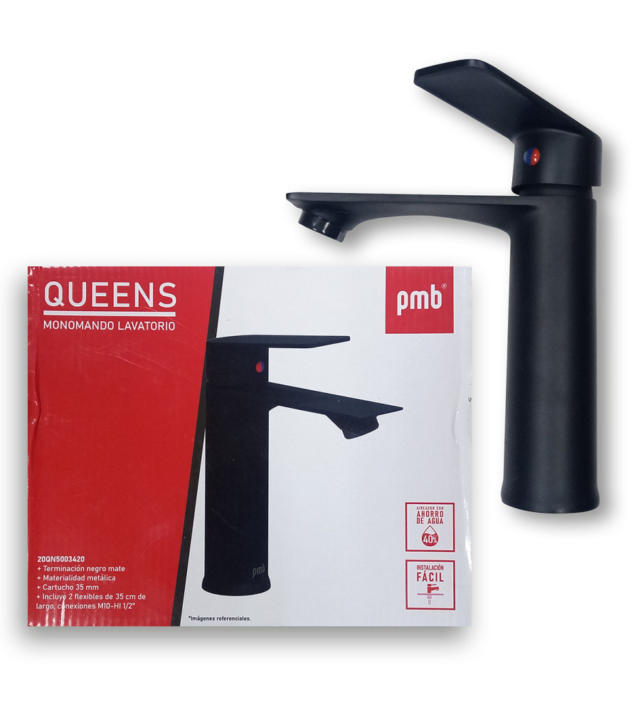 MONOMANDO PLUMBER QUEENS LAVATORIO NEGRO MATE