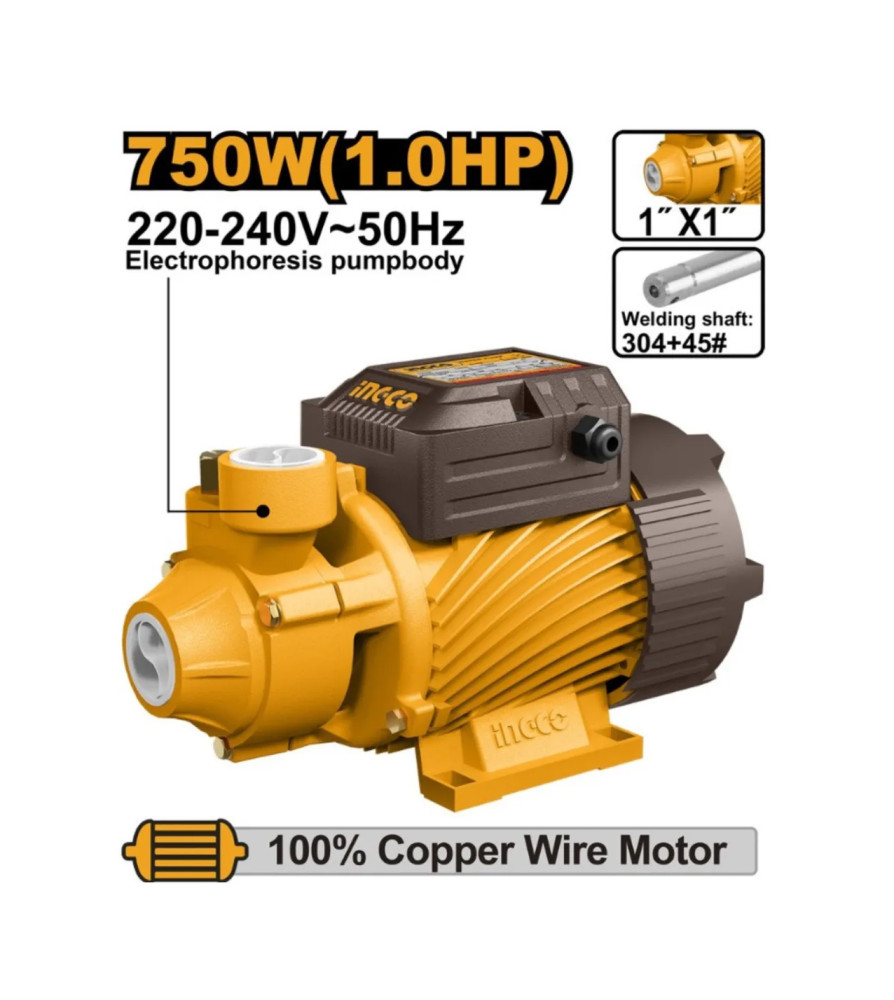 Bomba De Agua Ingco Periferica 750w 1" Vpm7508 27 - Socodima.cl
