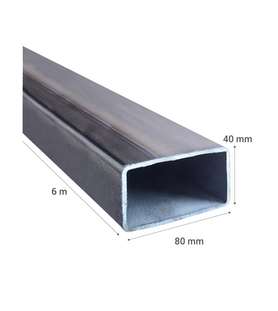 Perfil Rectangular 40 X 80 X 2,0 (21,36 Kg/barra - Socodima.cl